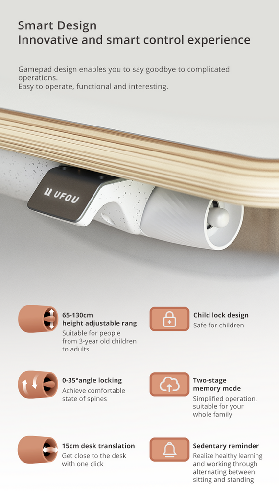 UFOU UPON 1.2m Electric Adjustable Standing Desk MINI (White) - JB Hi-Fi