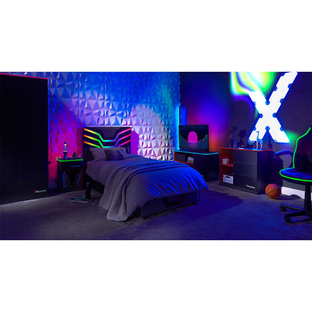 X Rocker Carbon-Tek Gaming Desk with Wireless Charging & LED Lighting ...