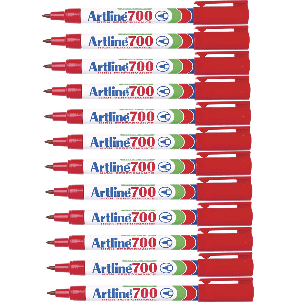 Artline 700 Box 12 Permanent Marker 0.7mm Bullet Tip (Red) - JB Hi-Fi
