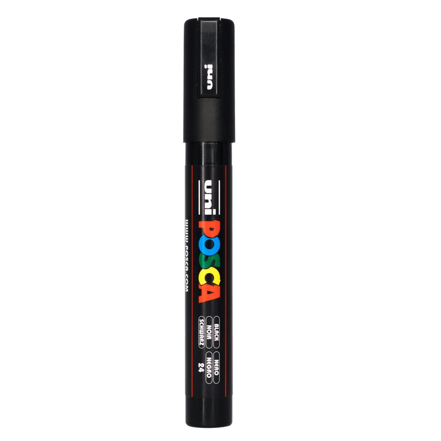 Uni Posca PC-5M Poster Marker Medium Bullet Tip 2.5mm (Black) [6 Pack ...