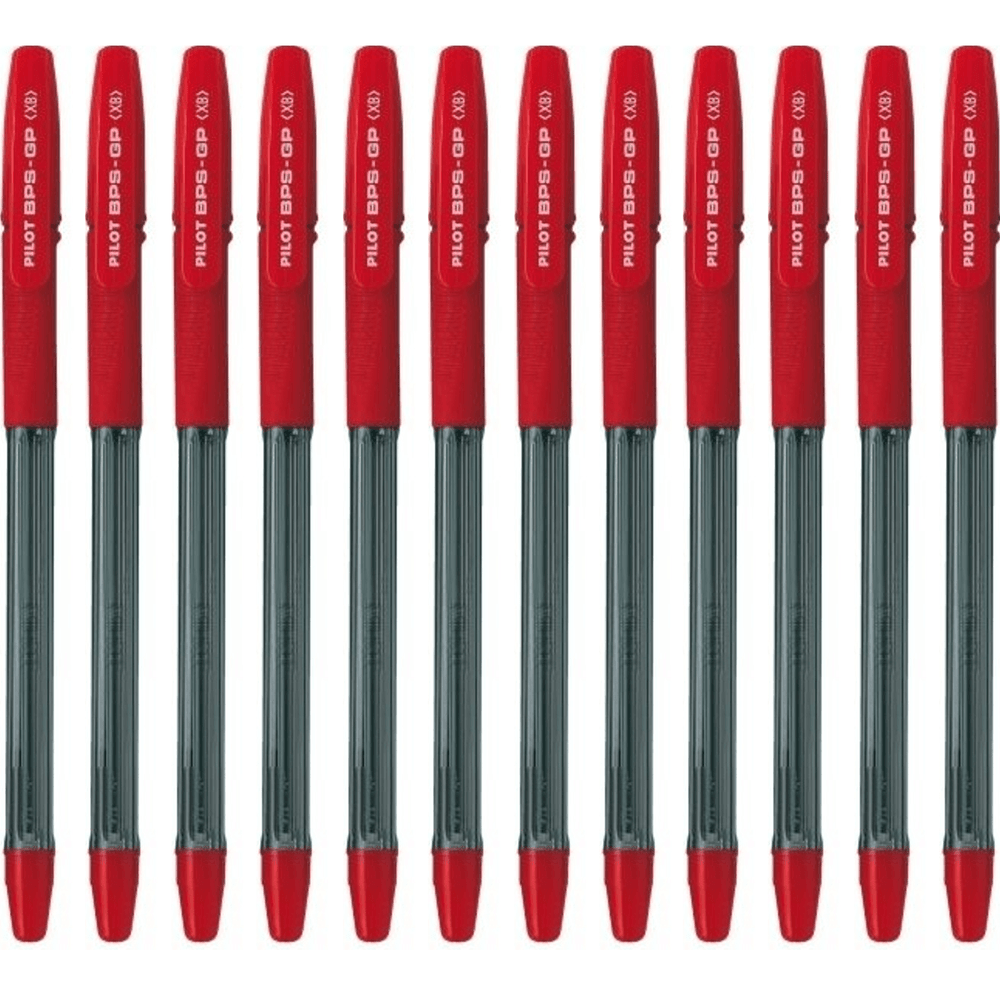 Pilot BPS-GP Box 12 Ballpoint Pen Extra Broad 1.6mm (Red) - JB Hi-Fi