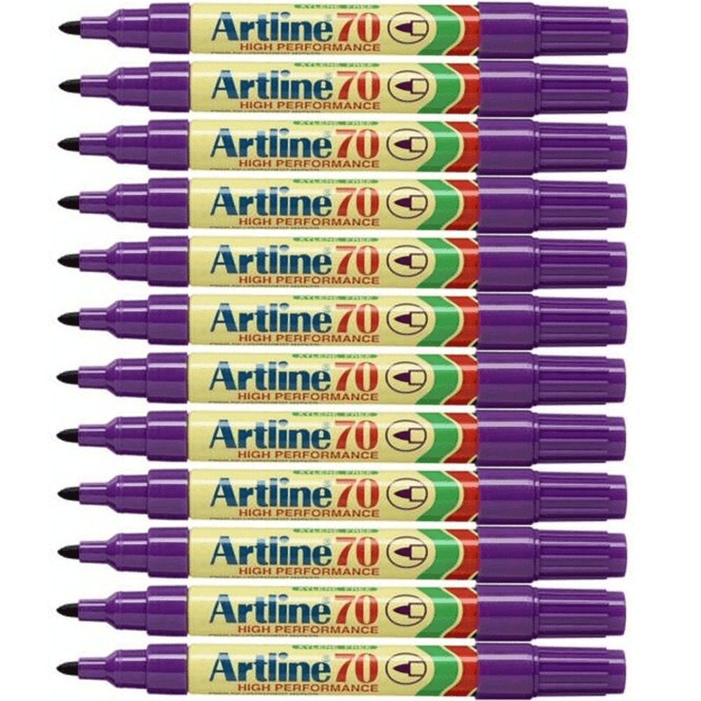 Artline 70 Box 12 Permanent Marker 1.5mm Bullet (Purple) - JB Hi-Fi