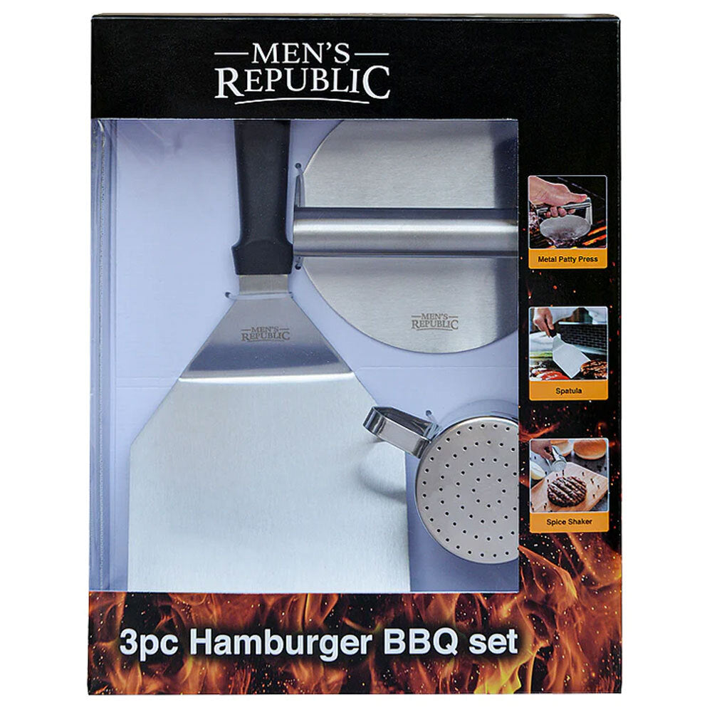 Men's Republic Premium 3-Piece Hamburger BBQ Grilling Set - JB Hi-Fi