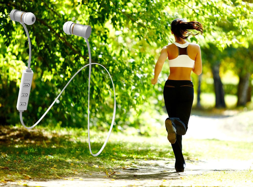 Laser Wireless Bluetooth Earphones with Inline Controls (White) - JB Hi-Fi