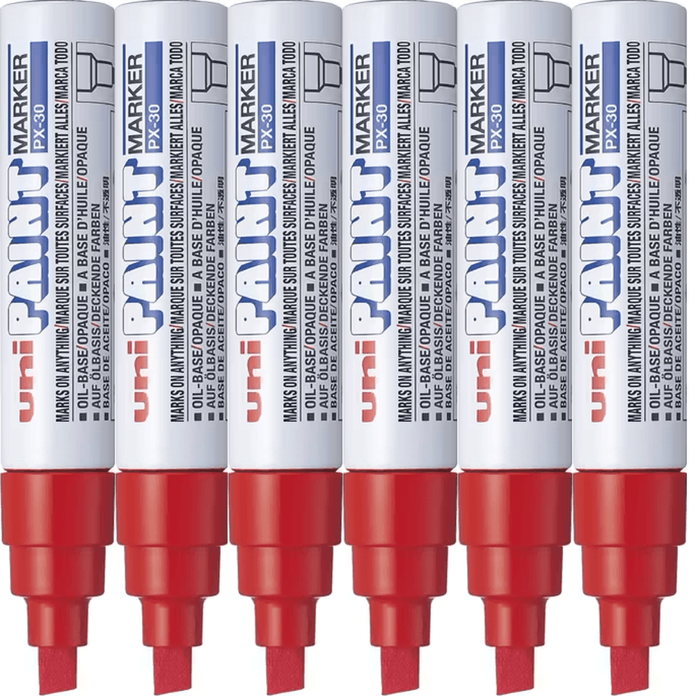 Uni-Ball PX30 Box 6 Paint Marker Chisel Tip 8mm (Red Bold) - JB Hi-Fi