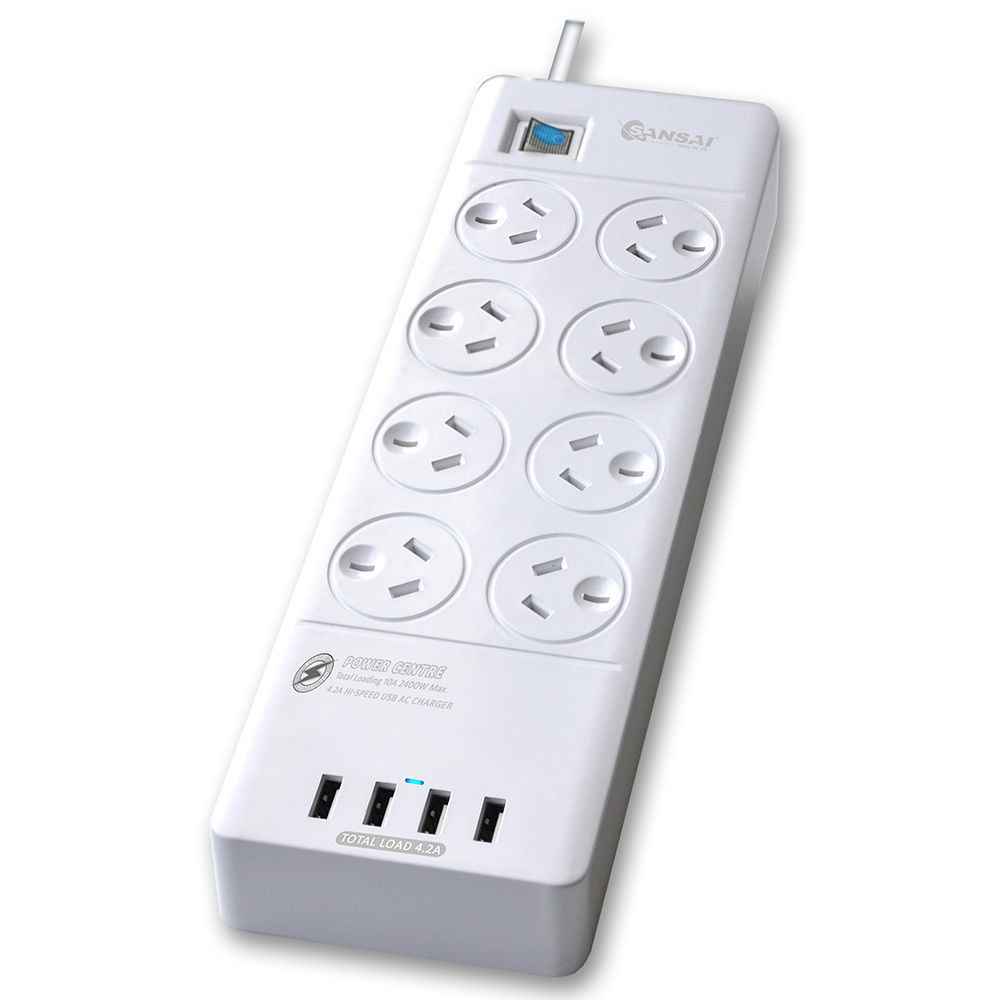 Power Board with 8 Outlets, 4 USB Charging Ports & Surge Protector - JB ...