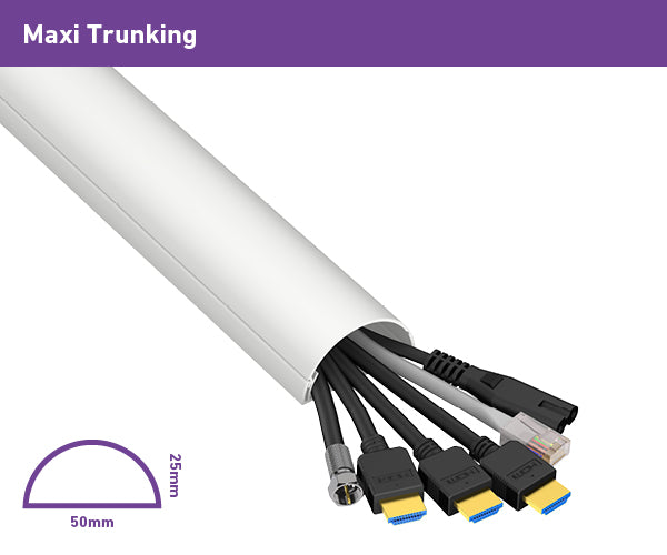 D-Line Cable Management Trunking Kit 1m 50x25mm (White) - JB Hi-Fi