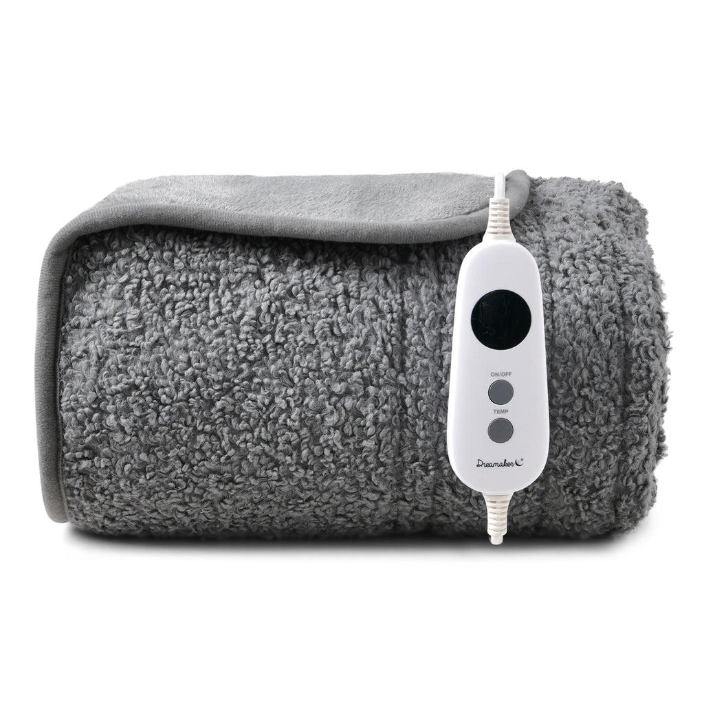 Dreamaker Teddy Fleece Electric Heated Throw Blanket [130x160cm] (Light ...