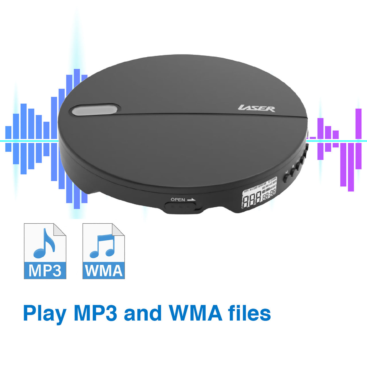 Laser Portable CD/MP3 Player with Anti-Skip + Headphones (Black) - JB Hi-Fi