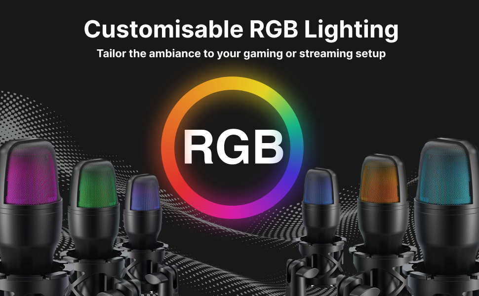 Laser RGB Gaming Desktop Microphone Plug-and-Play (Black) - JB Hi-Fi