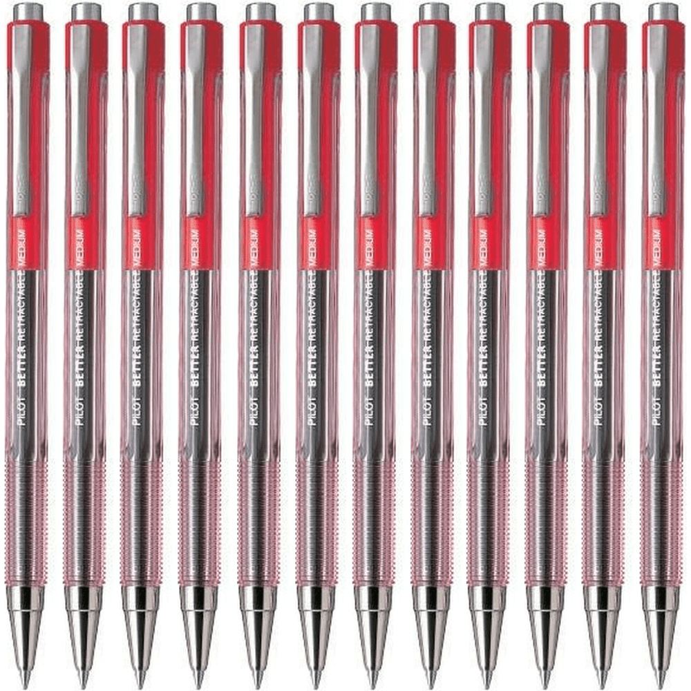 Pilot Box 12 Better Retractable Ballpoint Pen 1.0mm Medium (Red) - JB Hi-Fi
