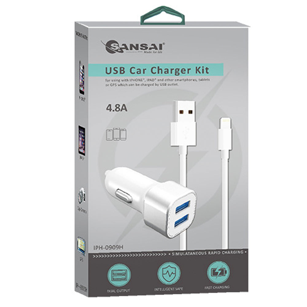 2-Port USB Car Charger with 8-Pin Cable - JB Hi-Fi