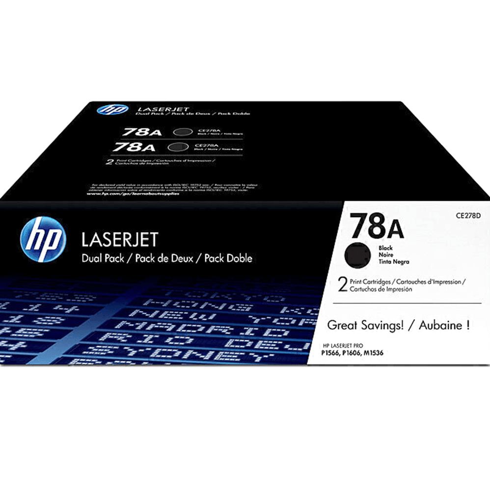 HP 2x 78A Toner Ink Cartridge Black CE278A Genuine LaserJet Twin Pack ...