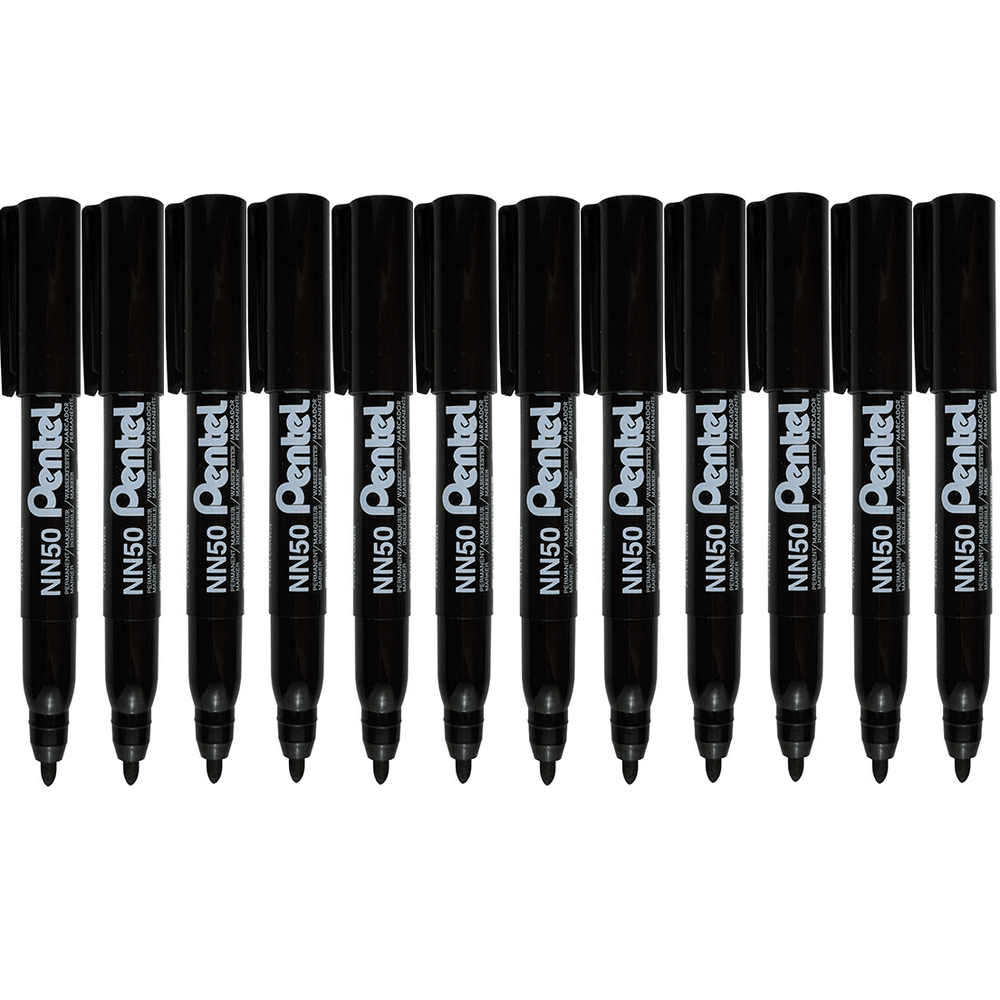 Pentel NN50 Green Label Permanent Marker Bullet Point (Green) [Box 12 ...