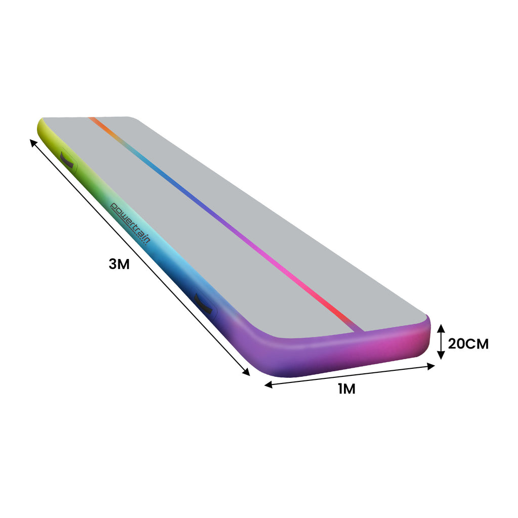 Powertrain 3m x 1m Air Track Inflatable Gymnastics Mat (Rainbow) - JB Hi-Fi