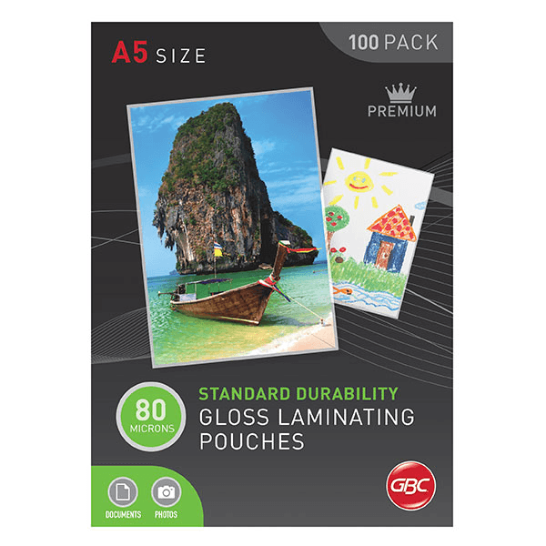 GBC Laminating Pouch 80 Micron A5 Clear Pack 100 - JB Hi-Fi