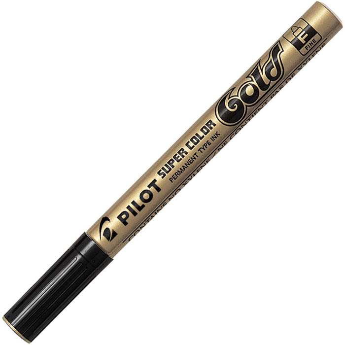 Pilot Box 12 Permanent Marker Fine 3.0mm Nib Tip (Gold) - JB Hi-Fi