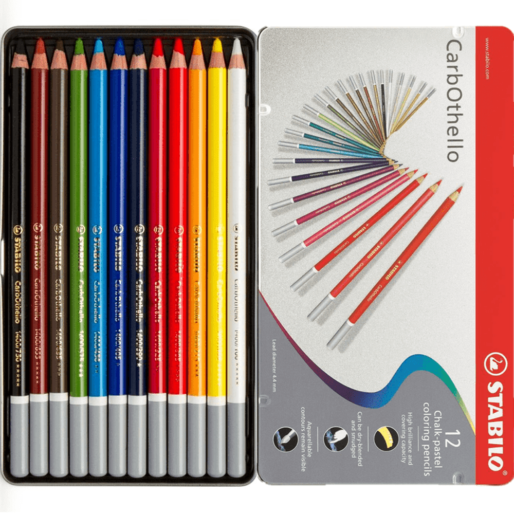 STABILO CarbOthello Chalk Pastel Coloured Pencils Aquarellable [Tin 12 ...