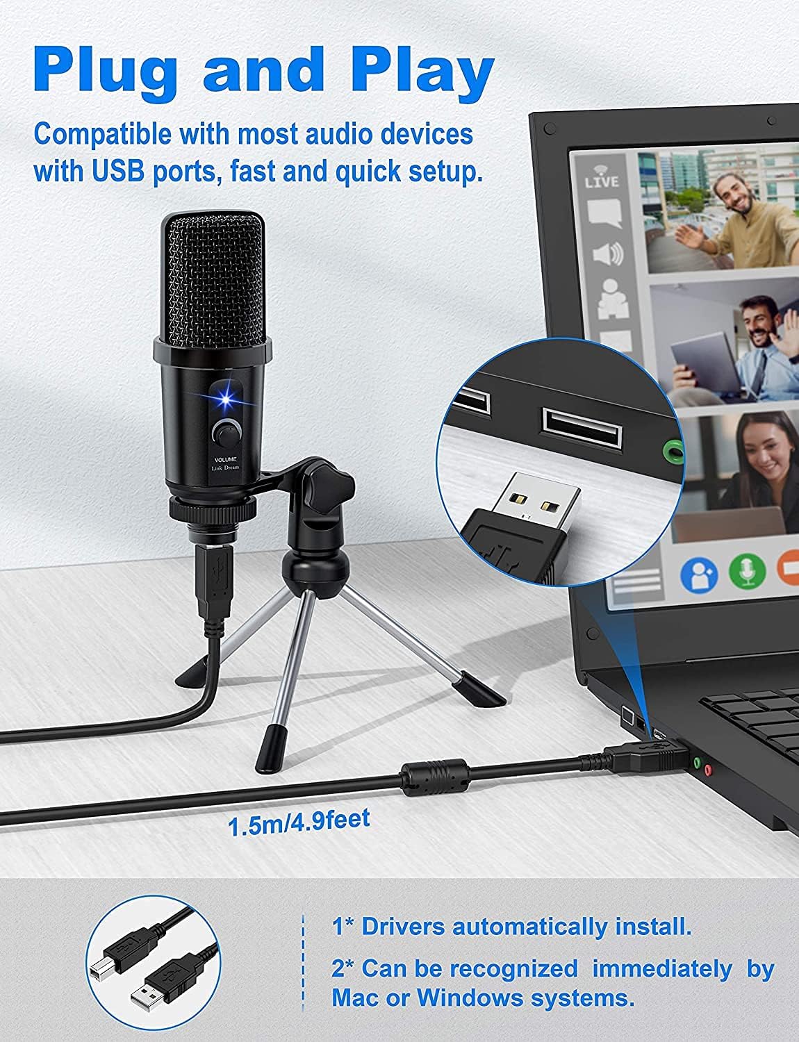 New bee DM19 USB Condenser Desk Recording Microphone - JB Hi-Fi
