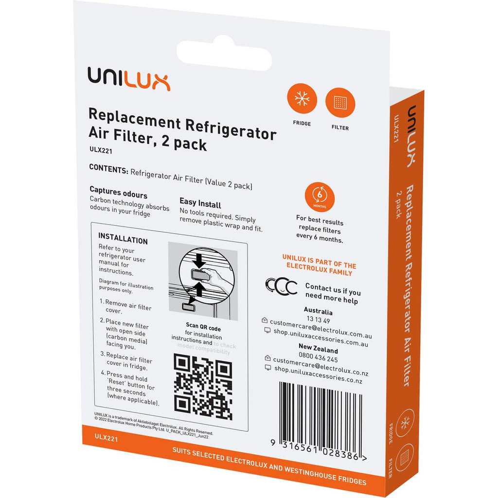 Unilux Replacement Air Filter for Electrolux & Westinghouse Fridges ...