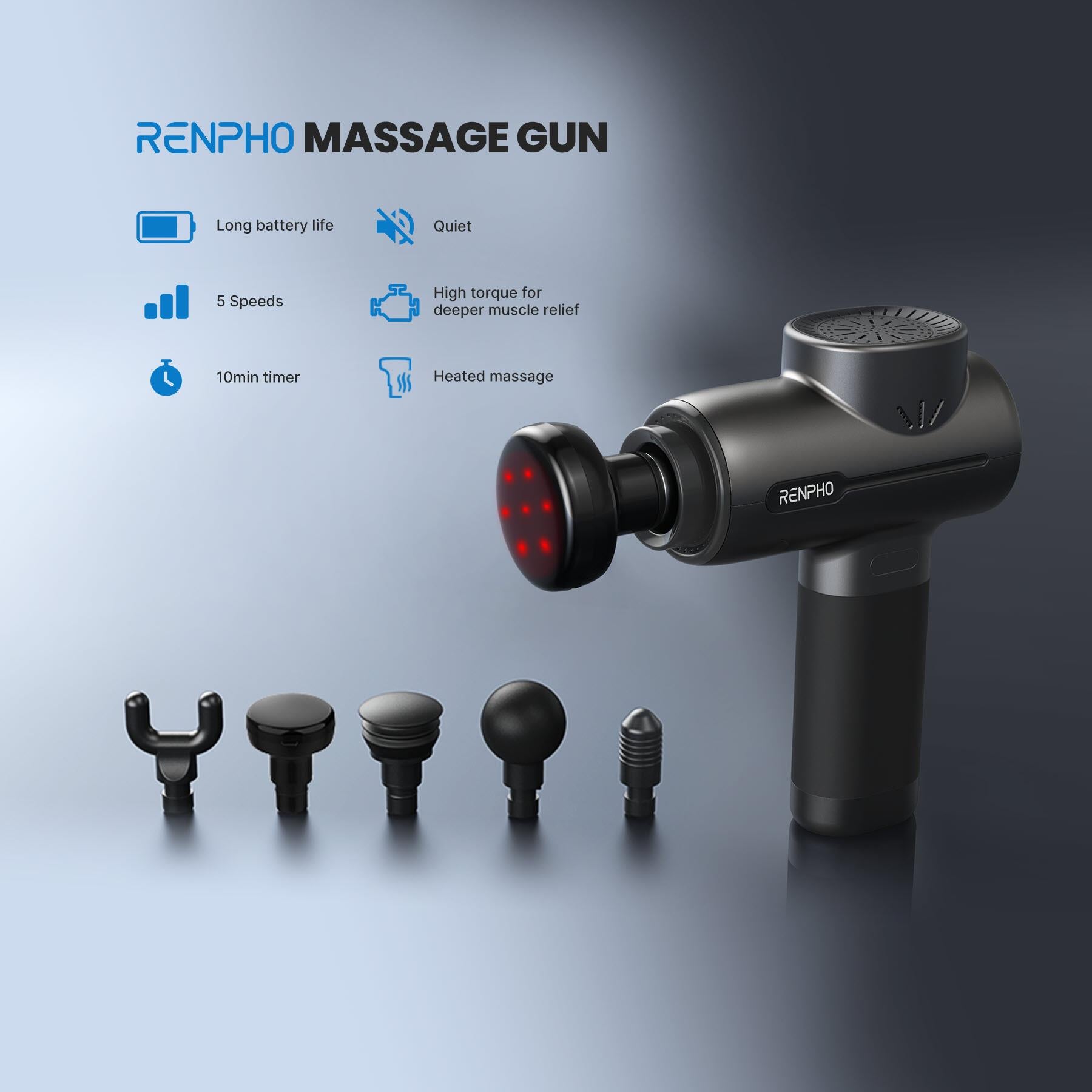 RENPHO R3 Massage Gun with Heat, Percussion Muscle Mini - JB Hi-Fi