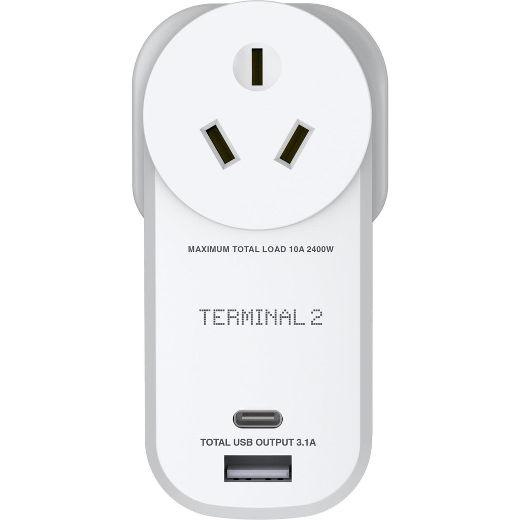 Terminal 2 Outbound Travel Adaptor with USB-A and USB-C Ports UK - JB Hi-Fi