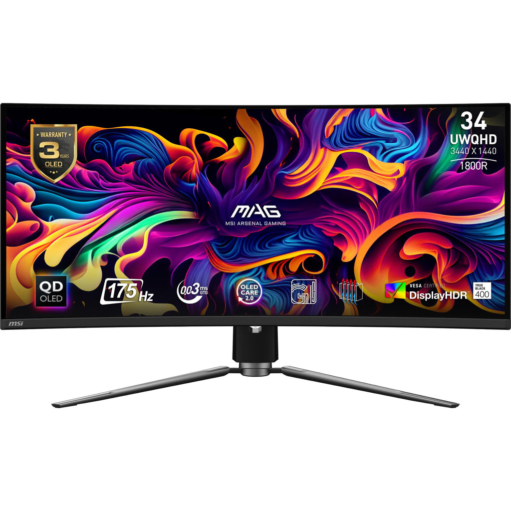 MSI MAG 341CQP 34" UWQHD 175Hz QD-OLED Curved Gaming Monitor - JB Hi-Fi