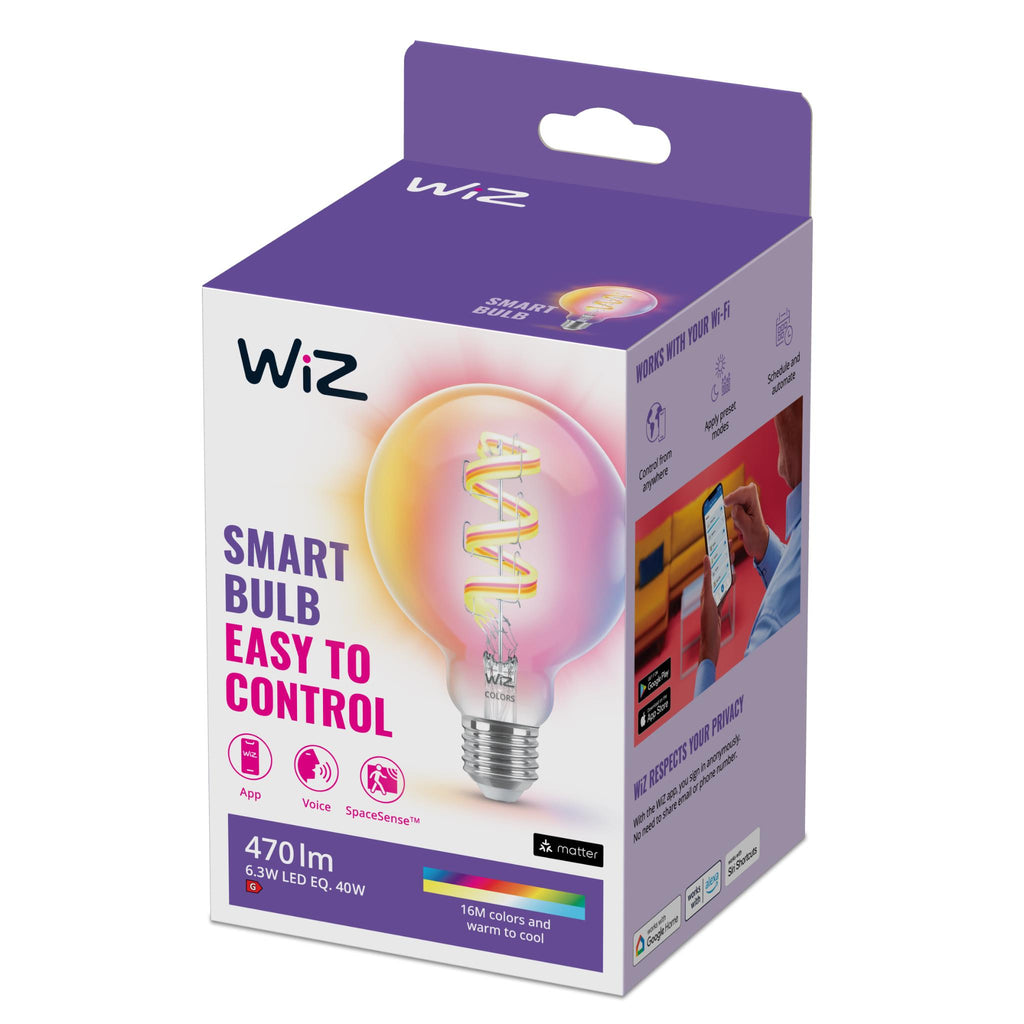 WiZ Colour & Tunable White G95 E27 Smart Bulb [Gen 2] - JB Hi-Fi